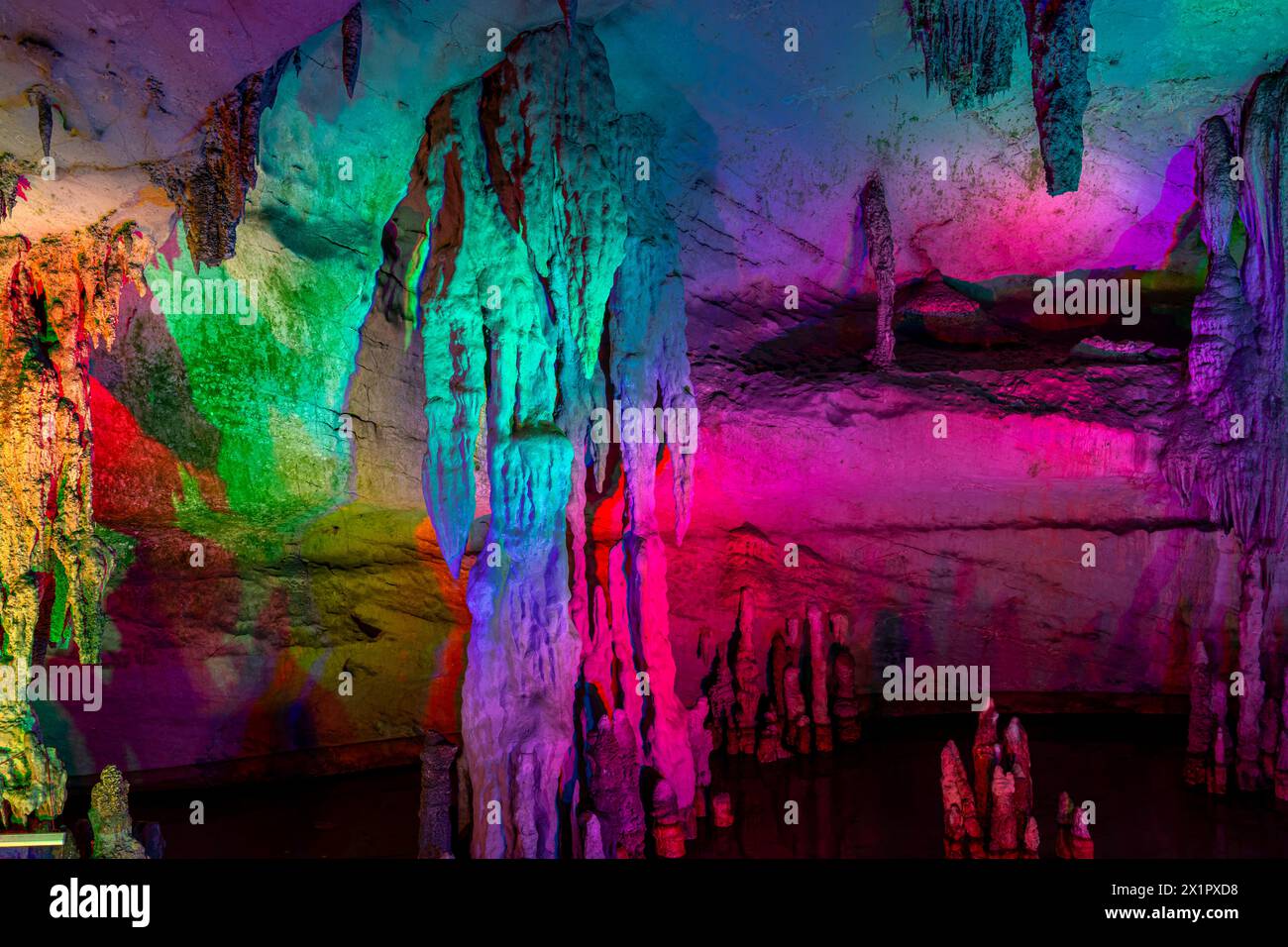 A natural cave in Guilin - China which is beautifully decorated with ...