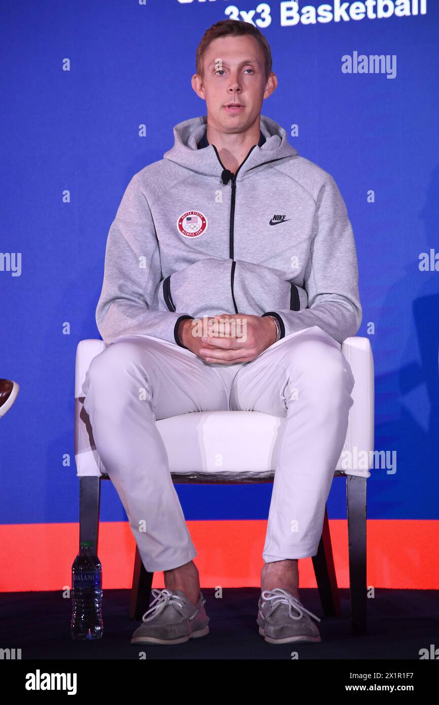 New York, USA. 17th Apr, 2024. 3x3 Basketball athlete Canyon Barry ...