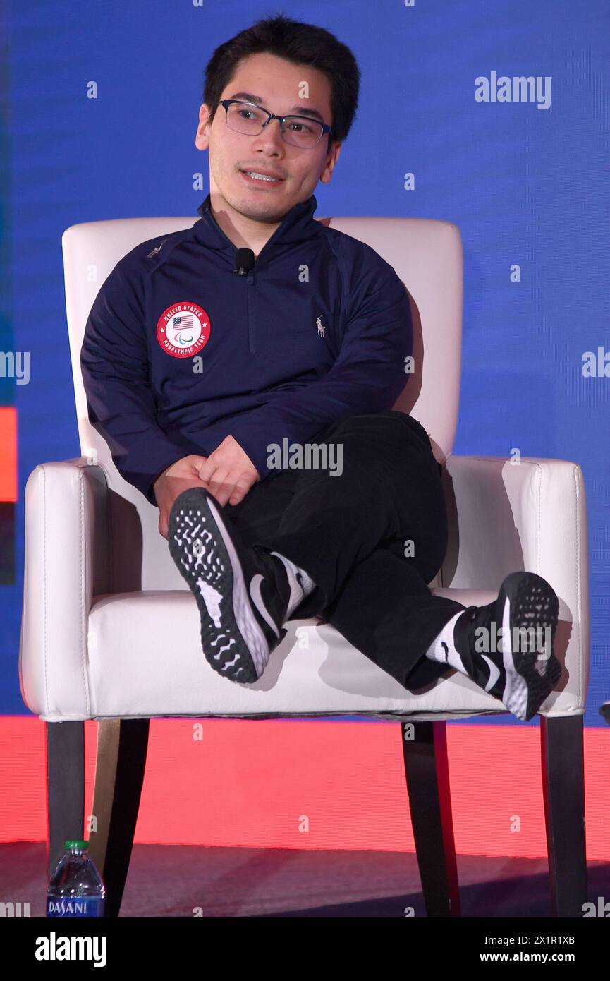 New York, USA. 17th Apr, 2024. Table Tennis athlete Ian Seidenfeld ...