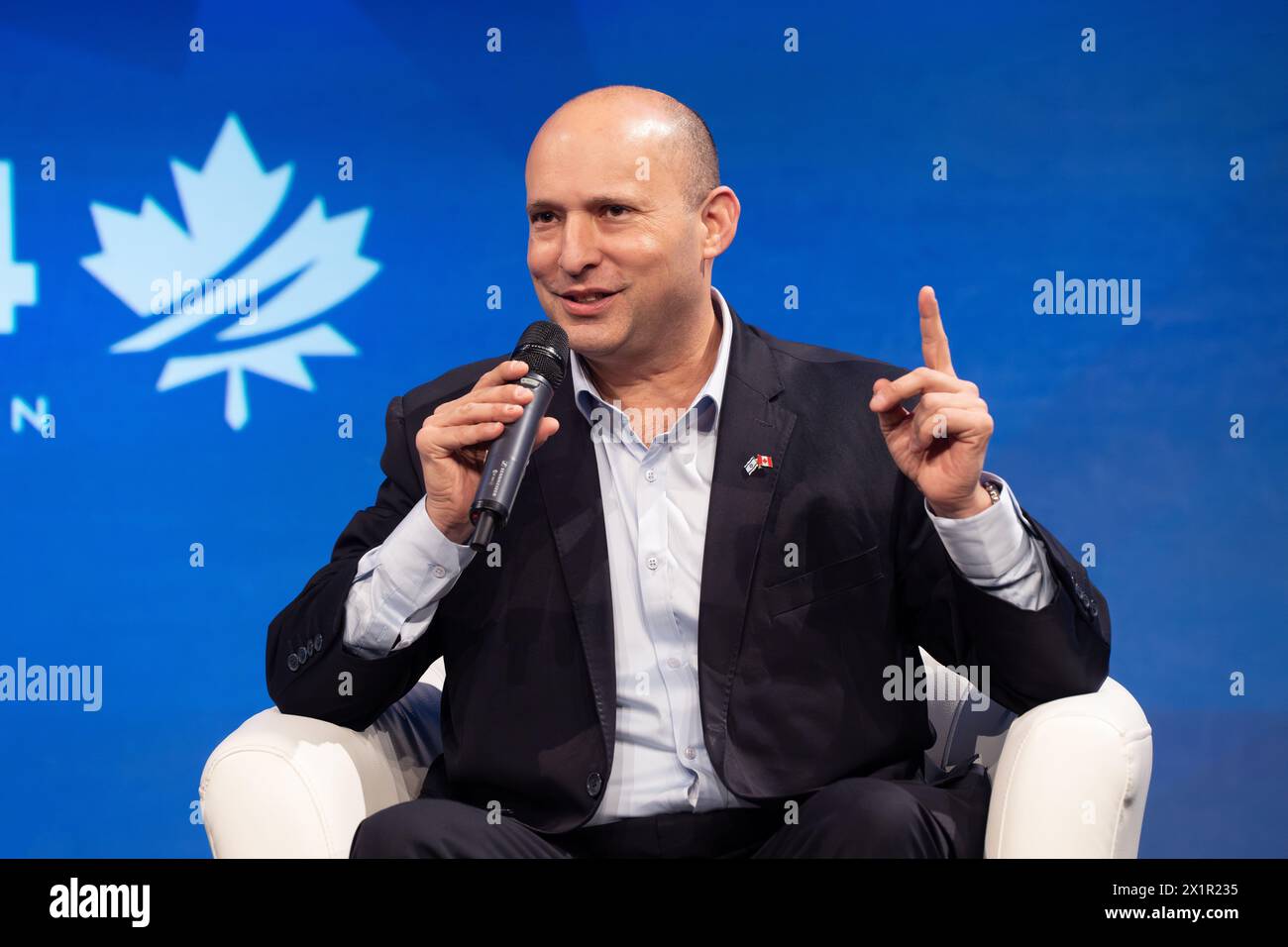 Former Israeli Prime Minister Naftali Bennett gives a speech at the ...