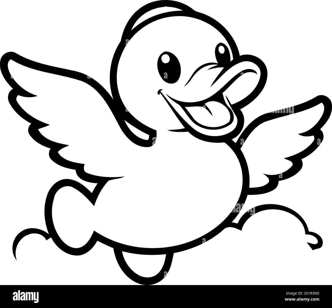 Cute Cartoon Duck Flying In The Blue Sky Vector Illustration Stock Vector Image And Art Alamy