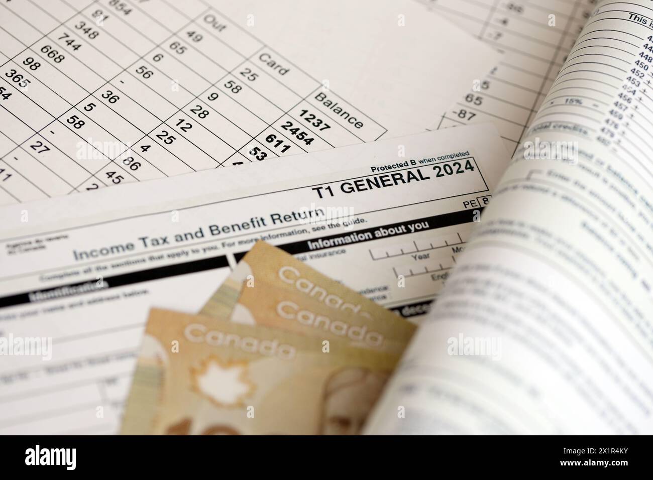 Canadian T1 General tax form Income tax and benefit return lies on ...