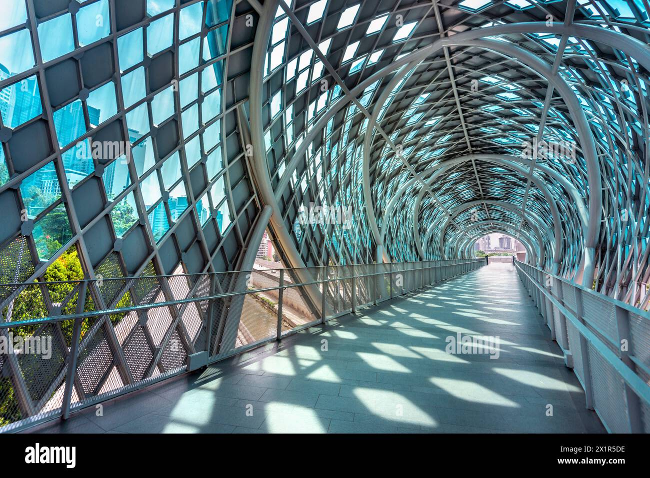 Exquisite pedestrian bridge,opened in 2020,crossing the Klang River ...