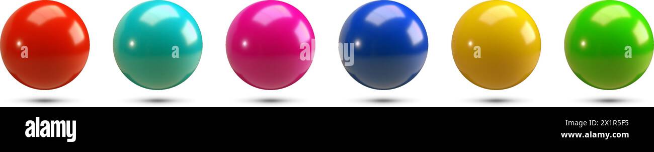 Collection of colorful 3d spheres isolated on white. Vector ...