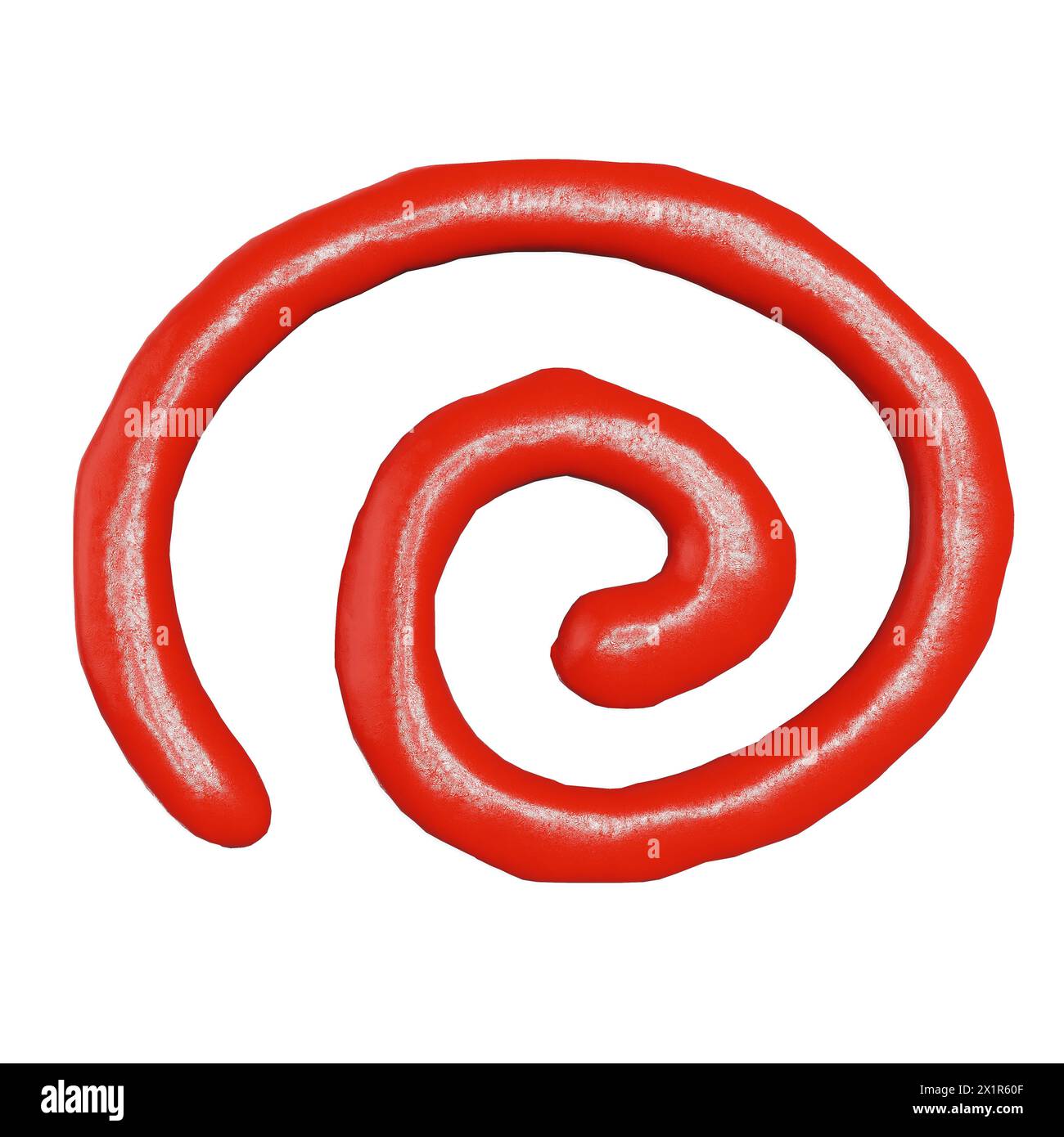 3d render of ketchup splatter strip and swirl top view for food or ...