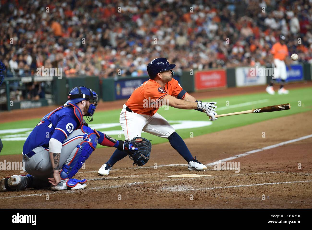 Houston Astros second base Jose Altuve (27) fouls one off for a strike ...