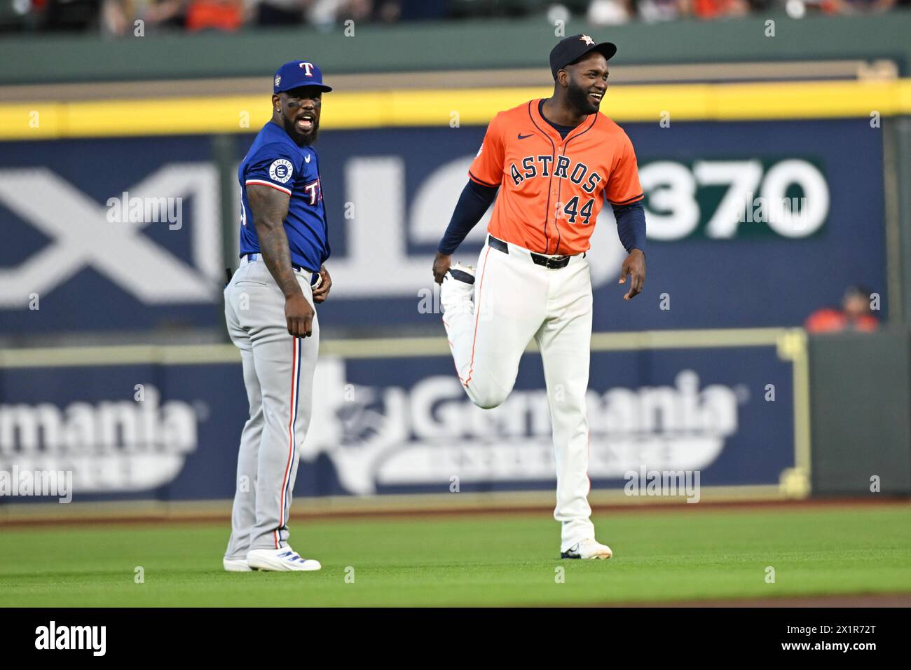 Texas Rangers outfielder Adolis Garc’a (53) and Houston Astros ...