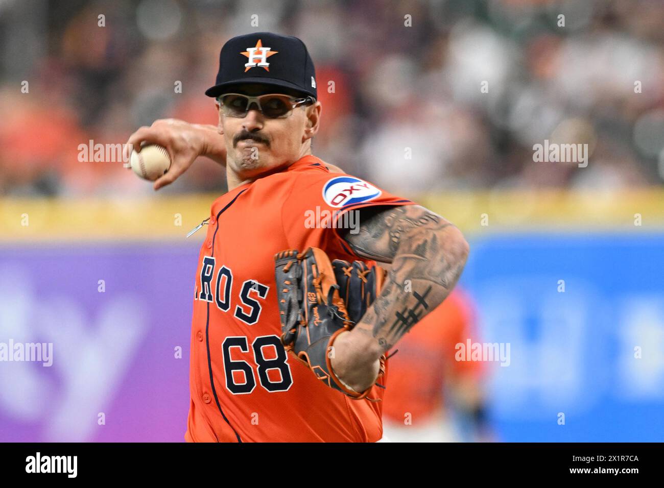 Houston Astros pitcher J.P. France (68) during the MLB baseball game ...