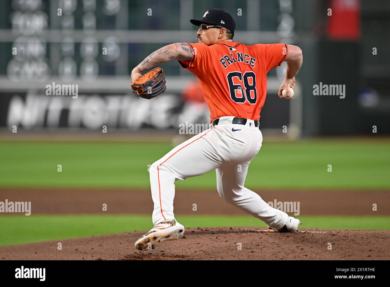 Houston Astros pitcher J.P. France (68) during the MLB baseball game ...