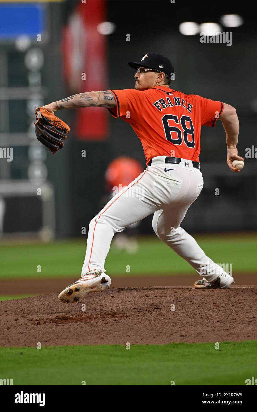 Houston Astros pitcher J.P. France (68) during the MLB baseball game ...
