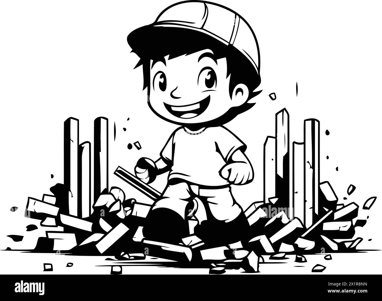 Cartoon construction boy smiling hi-res stock photography and images ...
