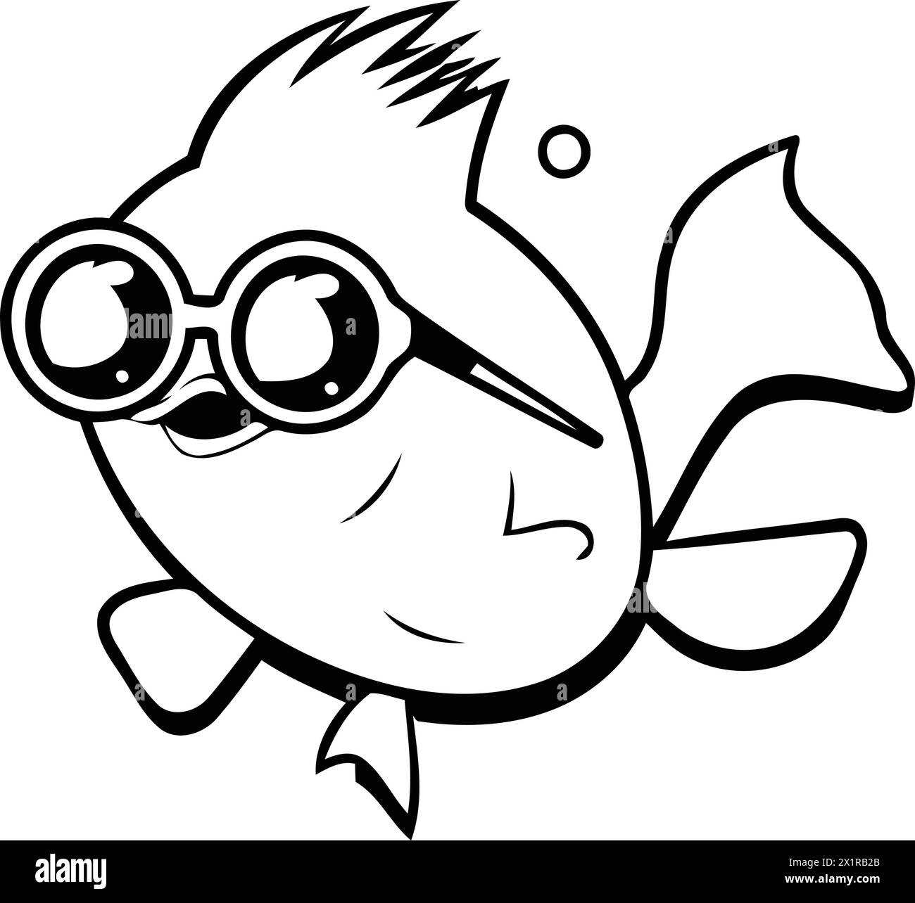 Funny cartoon goldfish with glasses. Vector illustration isolated on ...