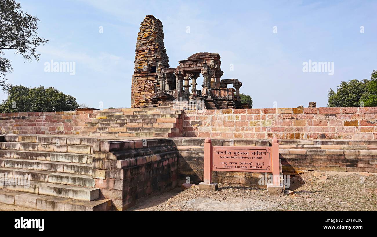 Ruin View of Lesser Surang Temple, Chandela Period Temples, Dudhai ...