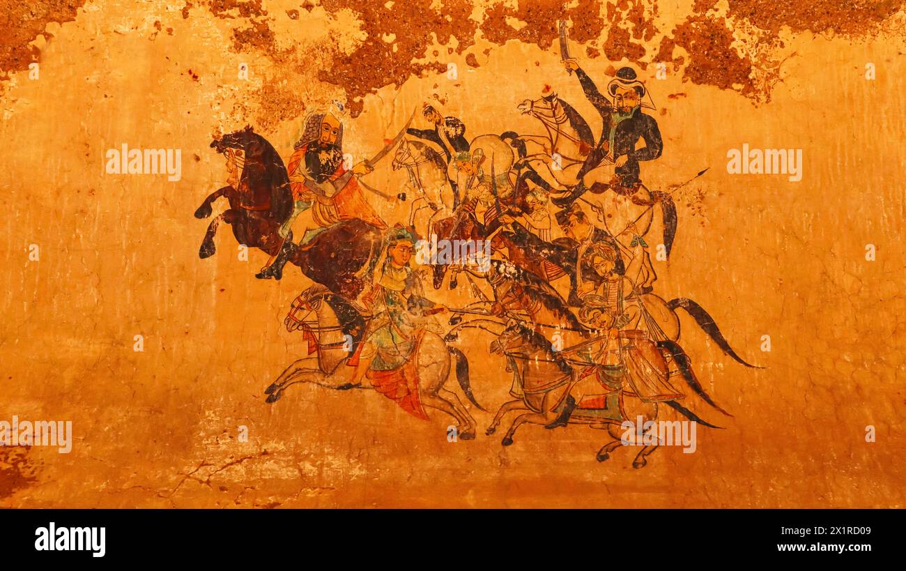Paintings of War Scene on the Wall of Kothi, Samthar Fort, Jhansi ...
