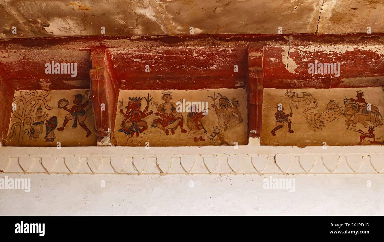 Ancient Paintings of Hindu Deities, Humans and Animals on the Wall of ...
