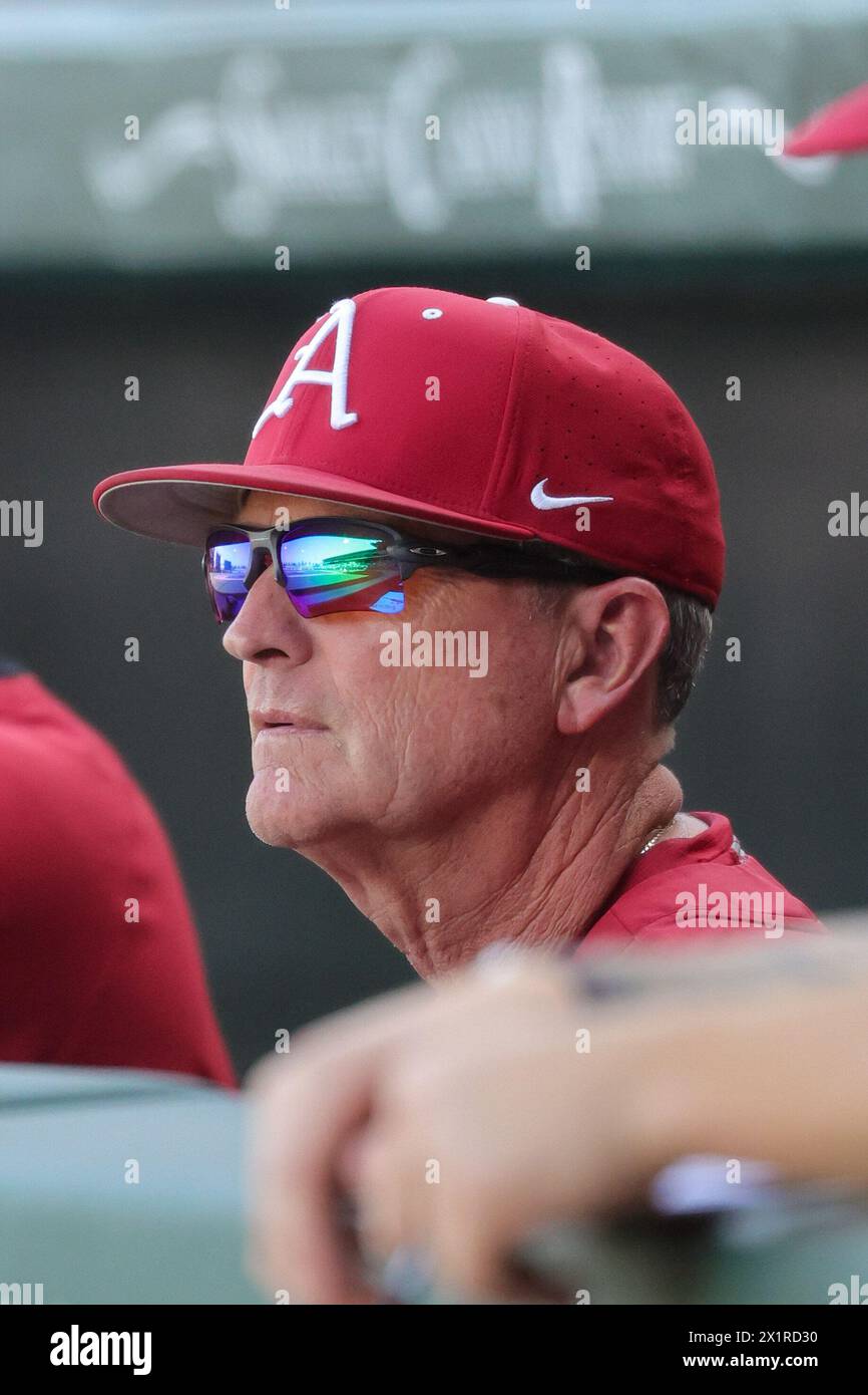 April 17, 2024: Razorback Head Coach Dave Van Horn looks on from the ...
