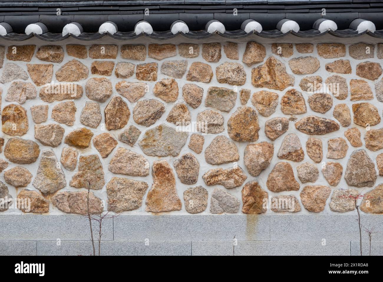 Korean traditional stone wall boundary in Eunpyeong Hanok Village ...