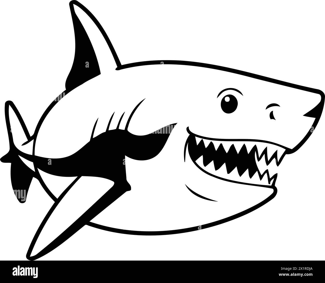 Shark cartoon character. Vector illustration. Isolated on white ...