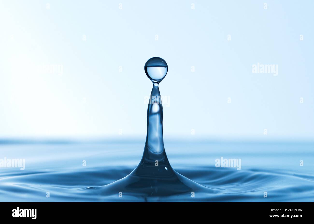 Water, drop and wave with ripple for splash, bubble or liquid fall of ...