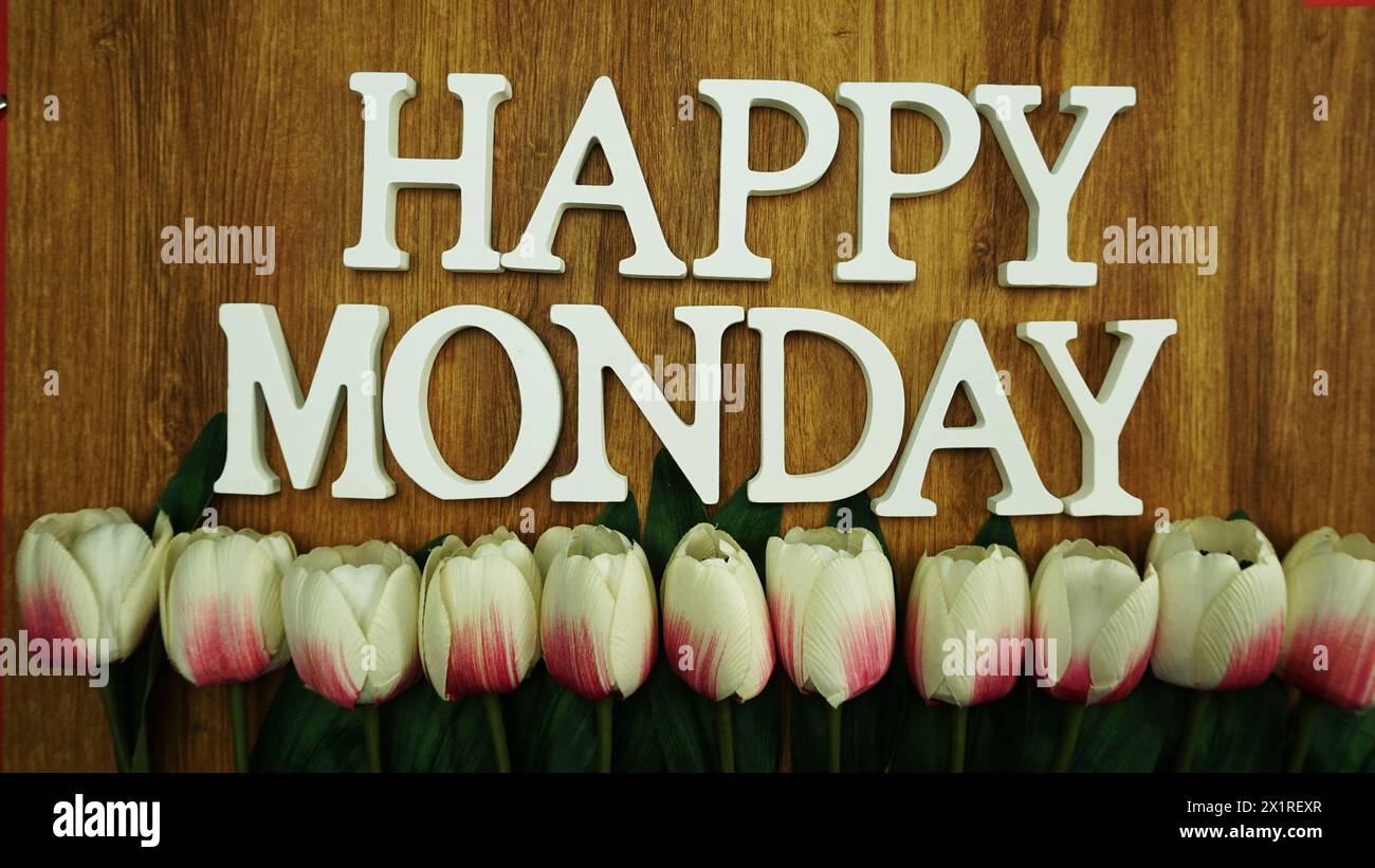 happy monday alphabet letters on wooden background Stock Photo - Alamy