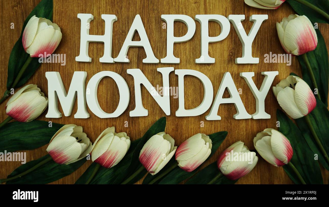 happy monday alphabet letters on wooden background Stock Photo - Alamy
