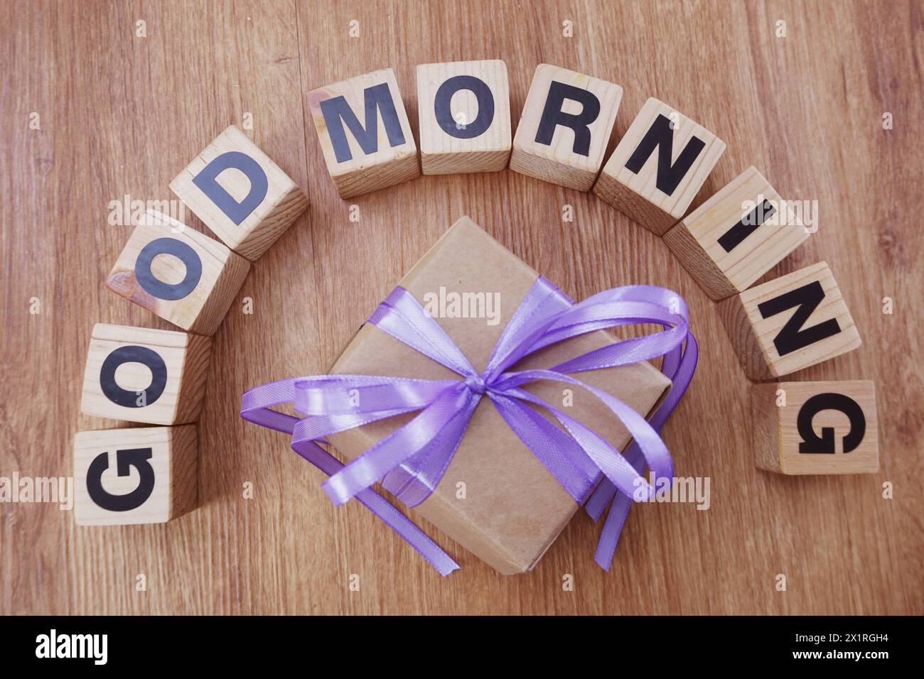 good morning wooden letter alphabet on wooden background Stock Photo ...