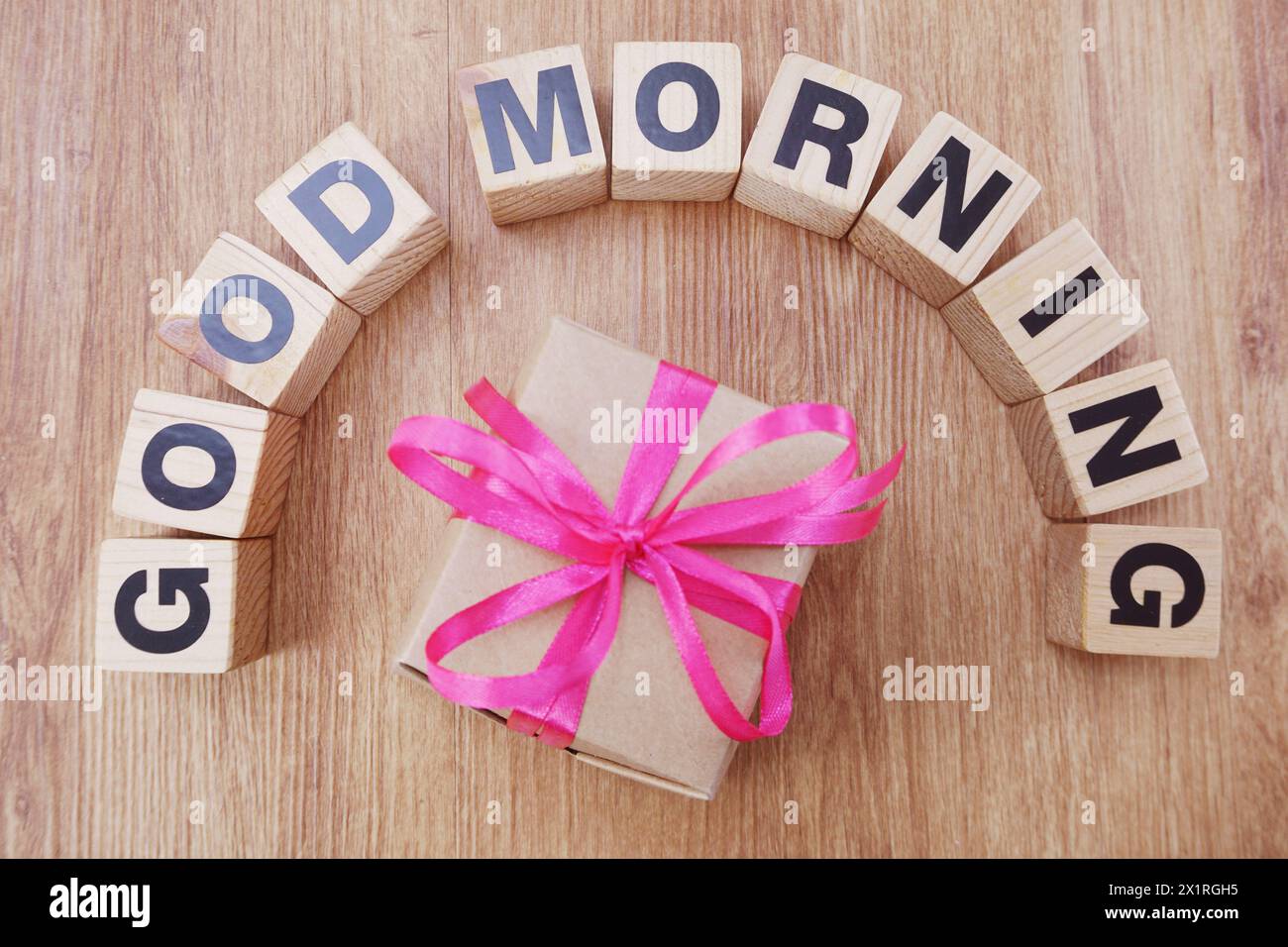 good morning wooden letter alphabet on wooden background Stock Photo ...