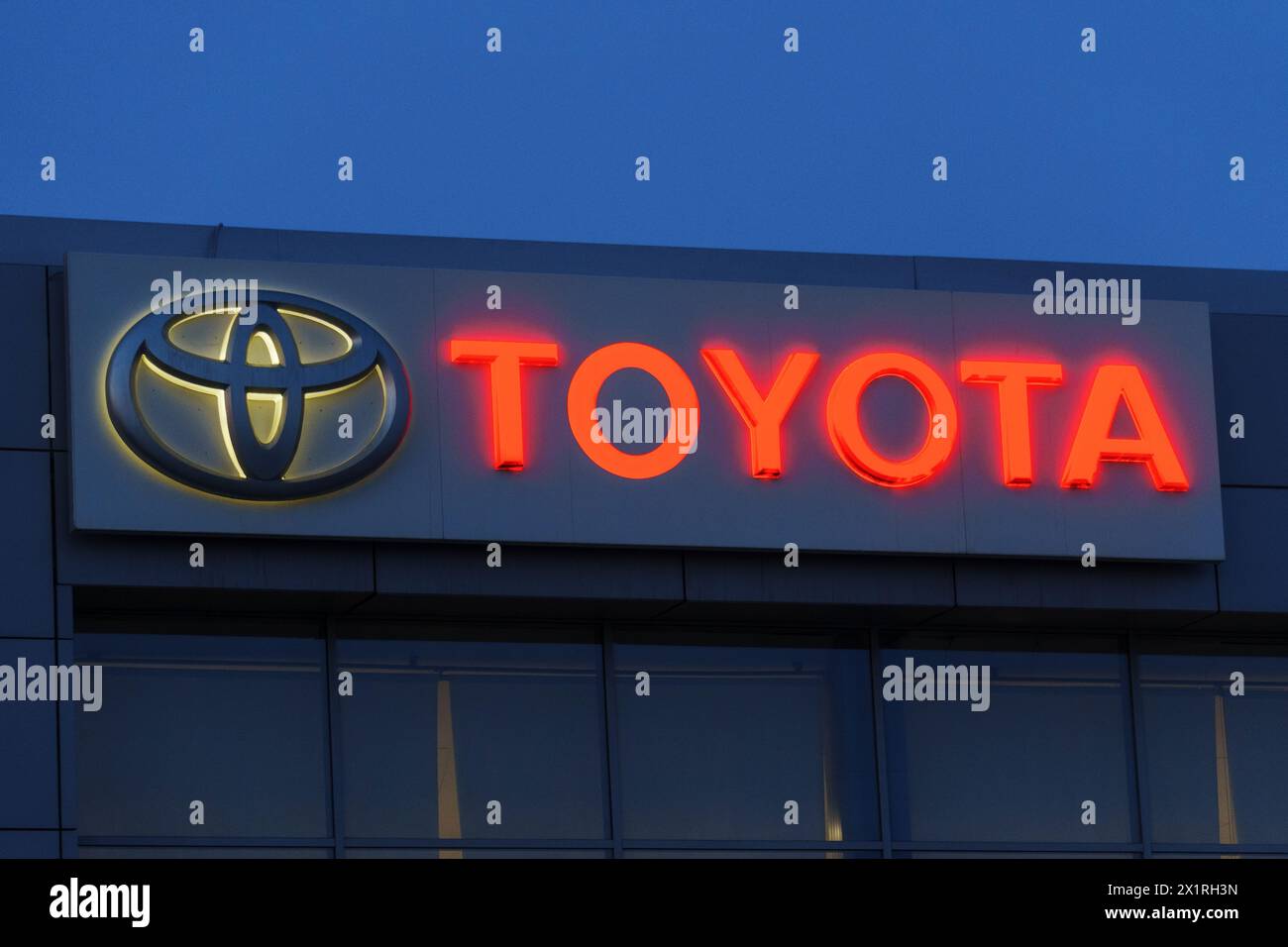 Tyumen, Russia-March 02, 2024: Toyota sign standing prominently against ...