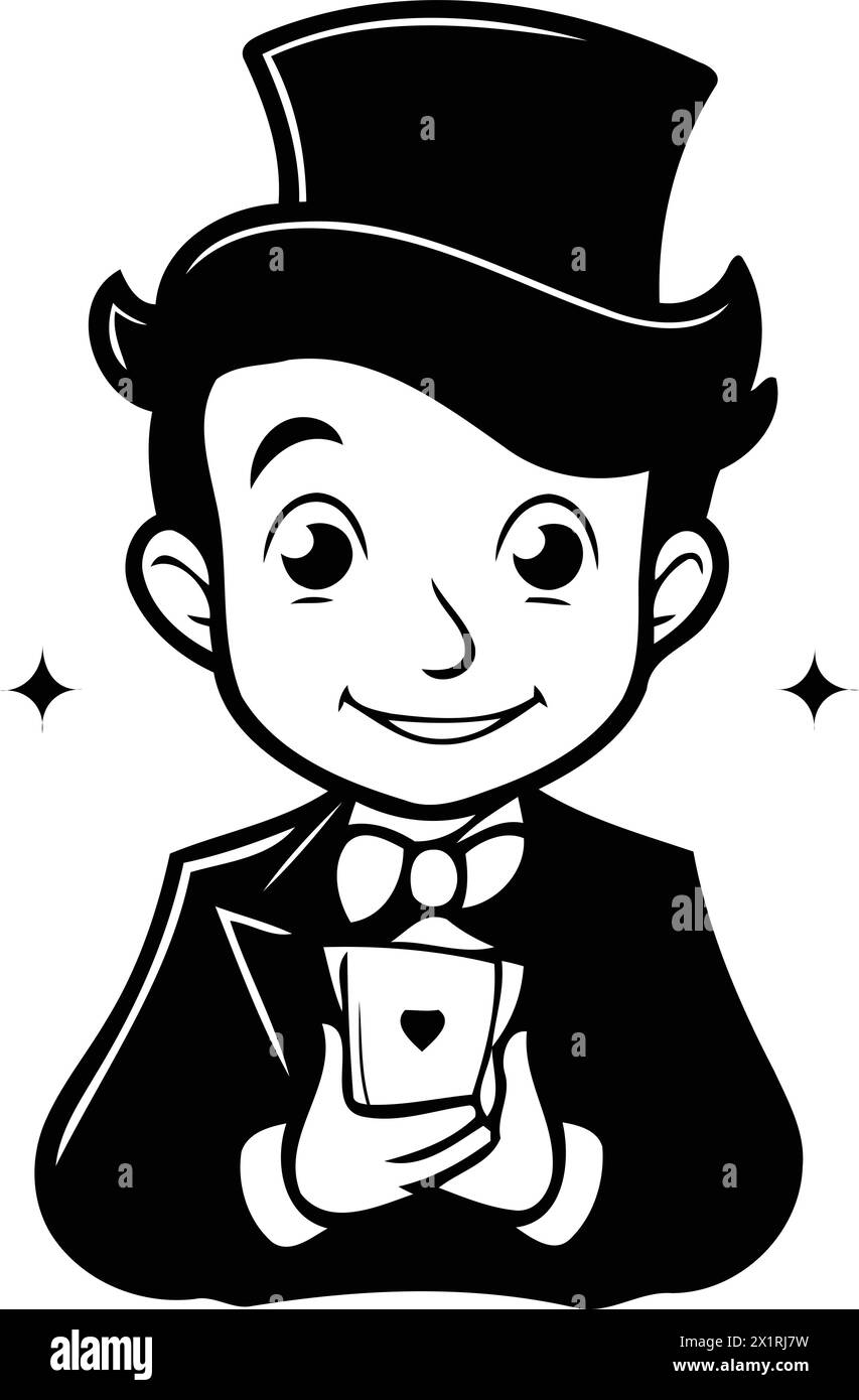 Cartoon illustration man playing cards hi-res stock photography and ...