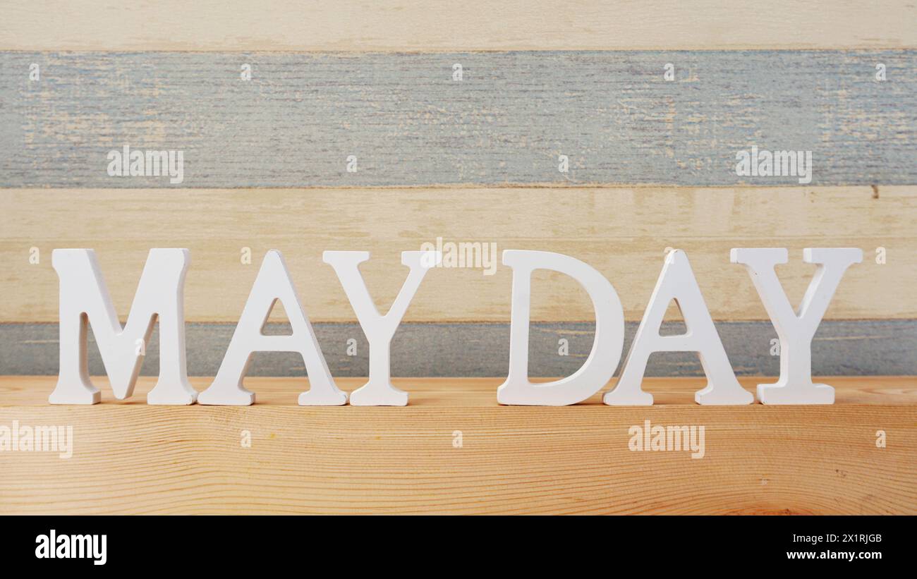may day alphabet letter with space background Stock Photo - Alamy