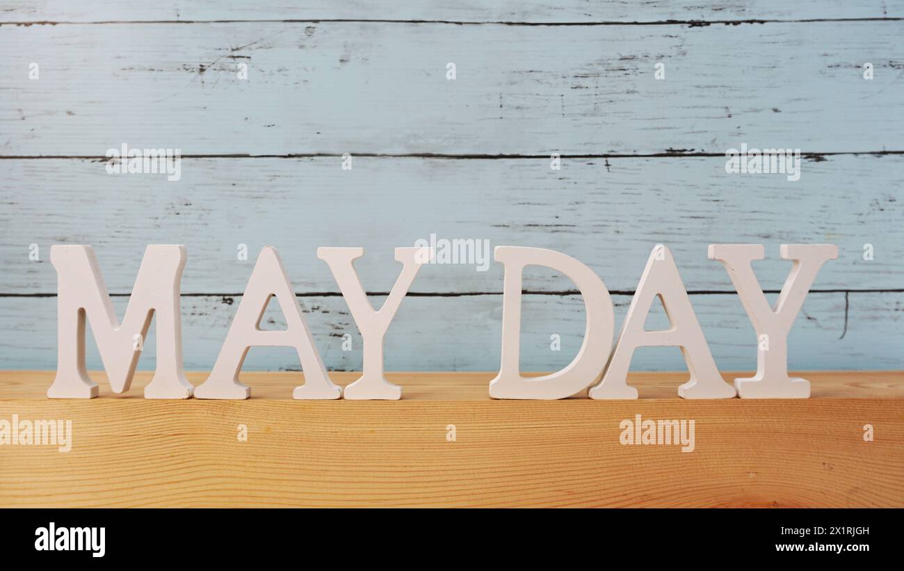 may day alphabet letter with space background Stock Photo - Alamy