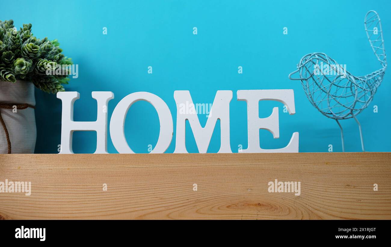 Home alphabet letters with space for copy on blue background Stock ...