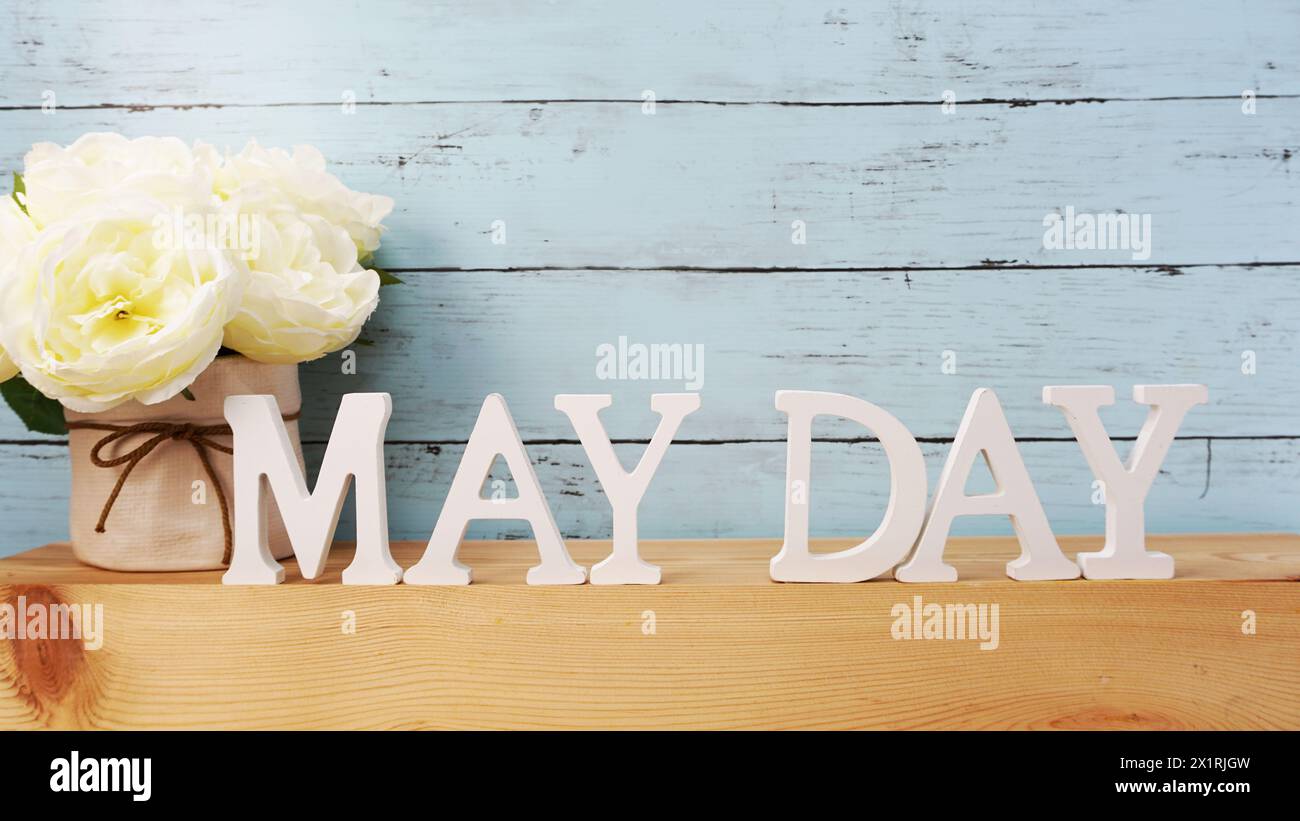 may day alphabet letter with space background Stock Photo - Alamy