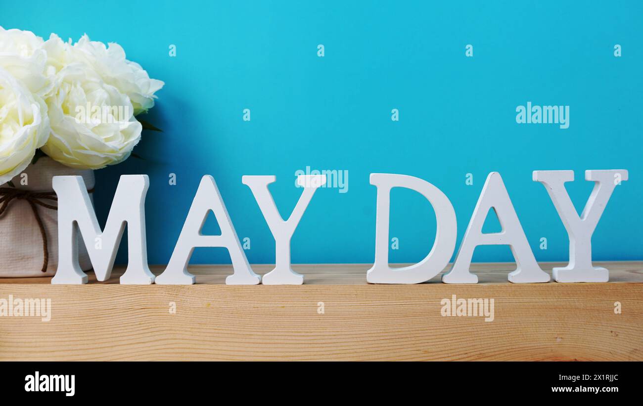 may day alphabet letter with space background Stock Photo - Alamy