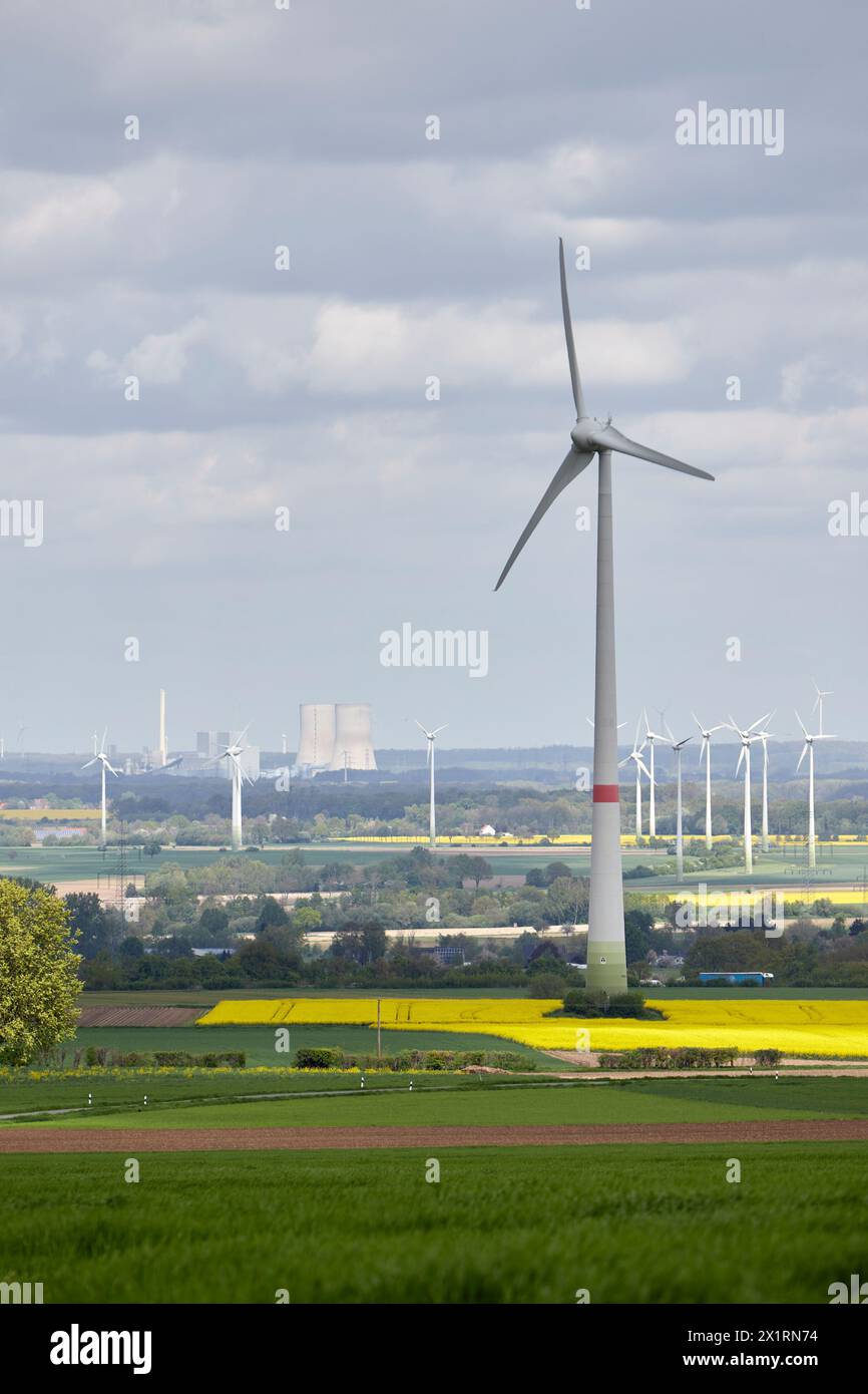 Ense, NRW, Germany, 04 15 2024, wind par, several wind generators ...