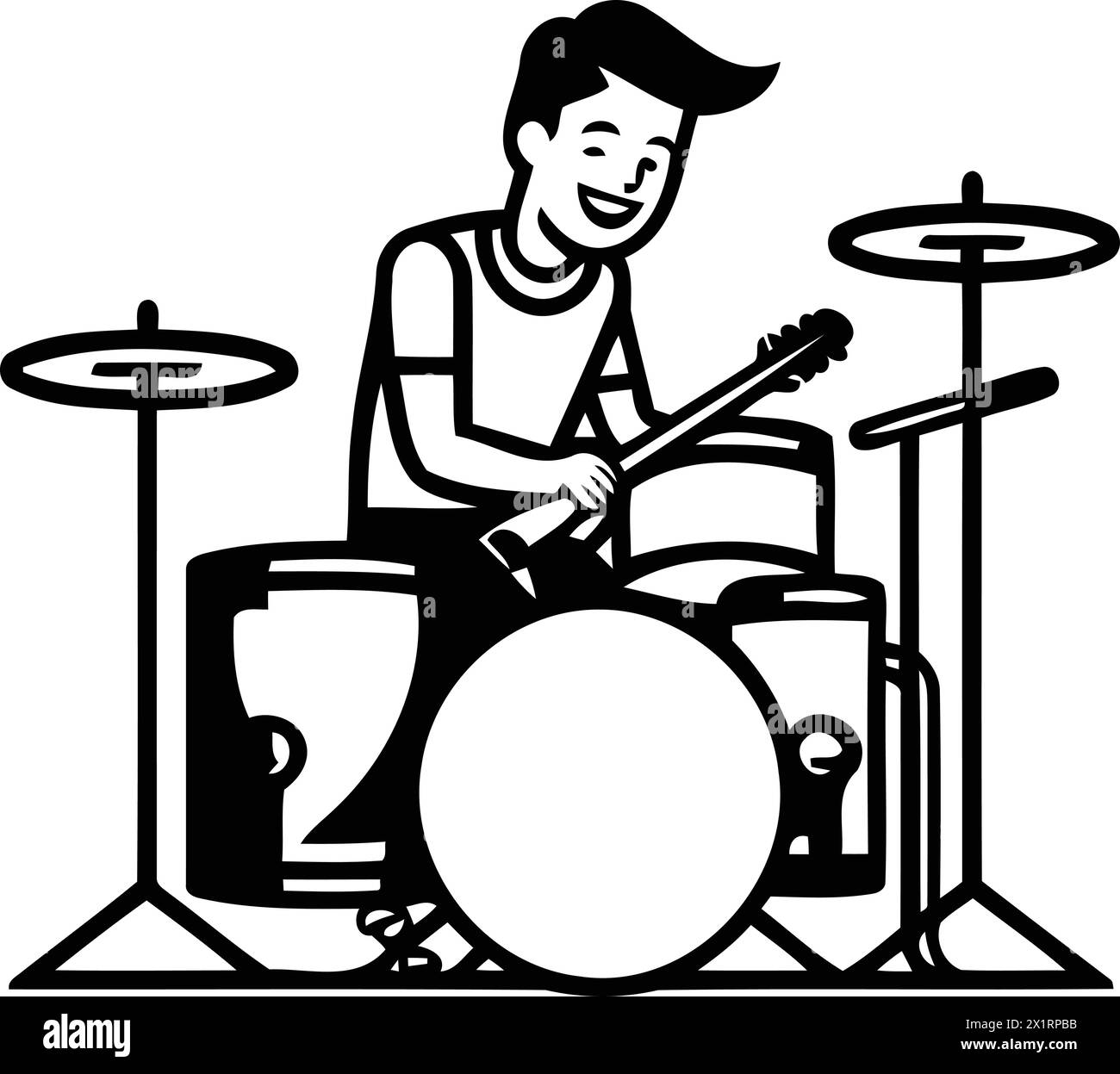 Drum set vector vectors Black and White Stock Photos & Images - Alamy