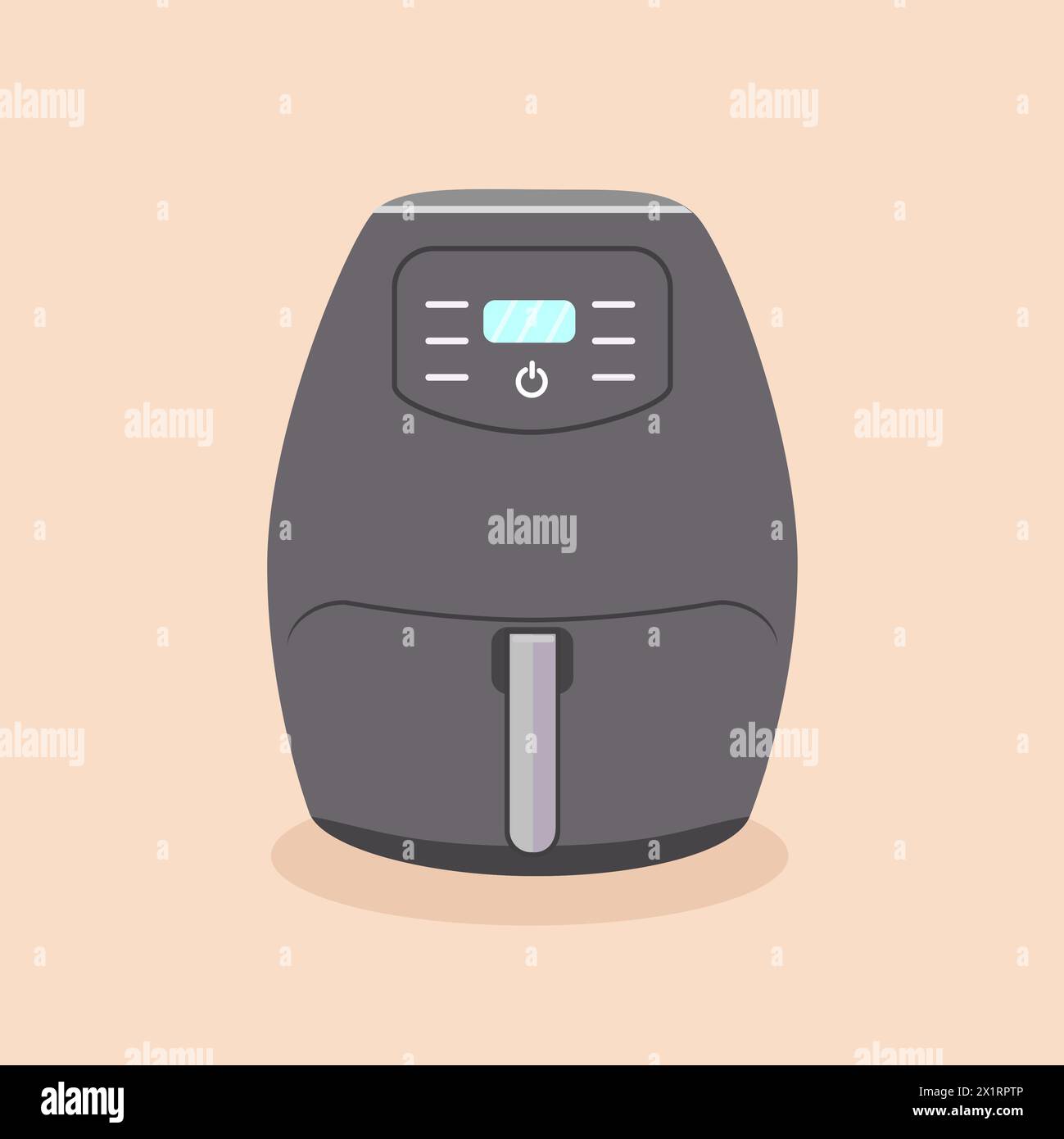 Air fryer kitchen vector flat design isolated on peach background. Fry ...