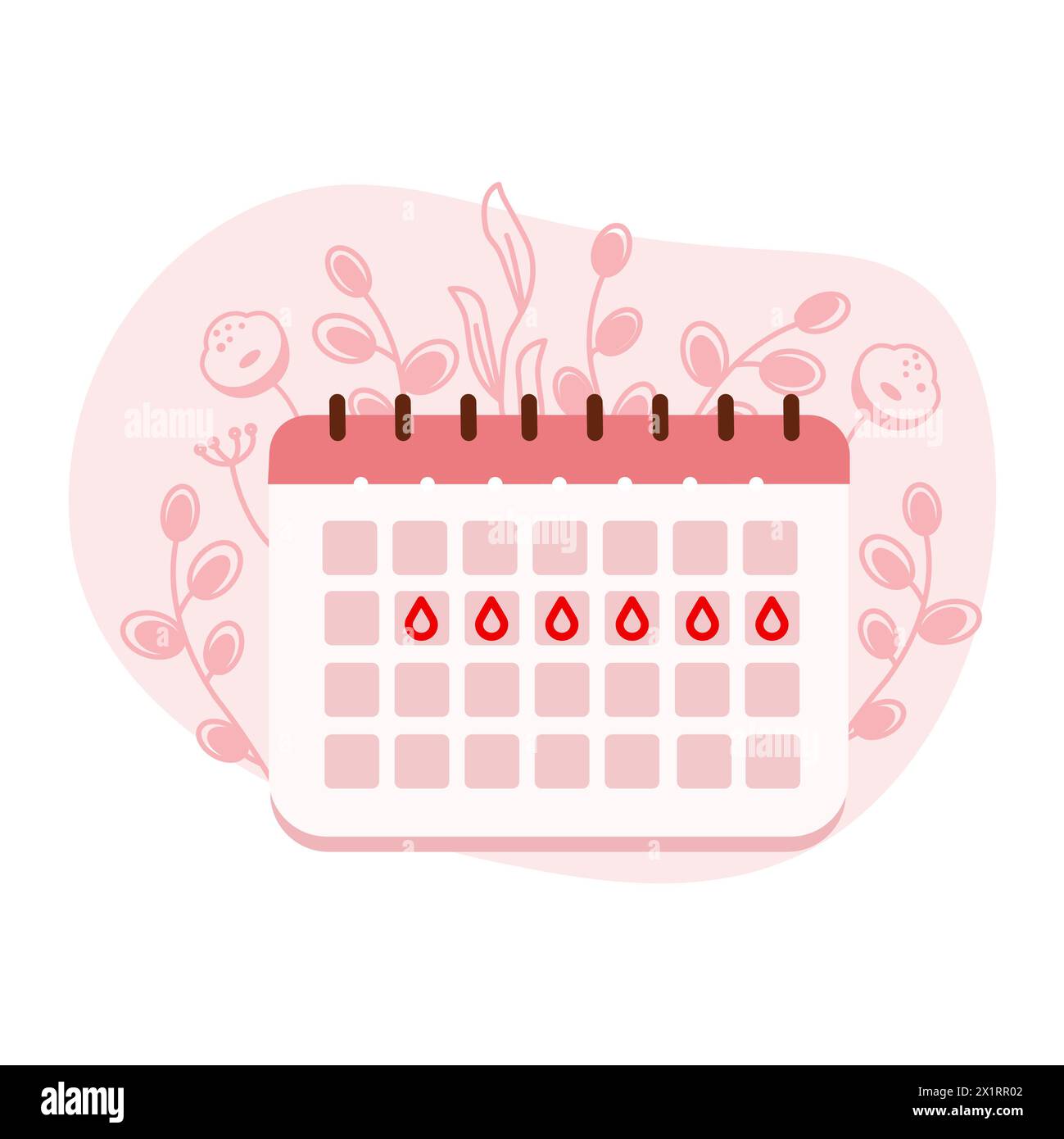 Menstrual Period Calendar with floral background. Period schedule with ...