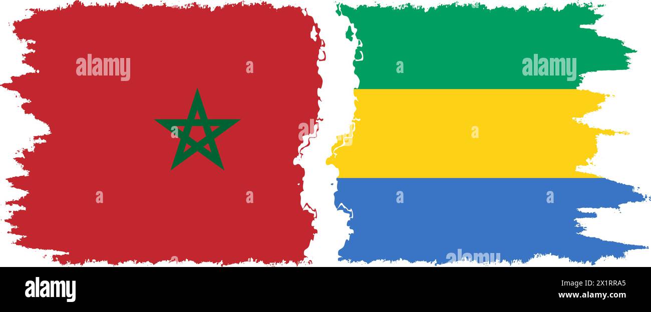 Gabon and Morocco grunge flags connection, vector Stock Vector Image ...
