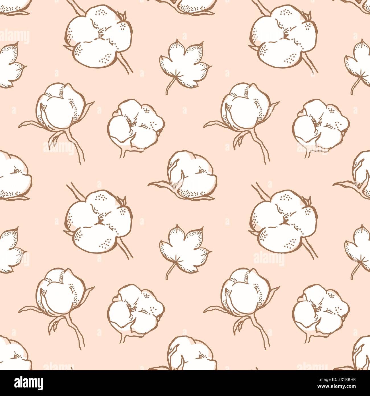 Cotton flowers seamless pattern. Cotton balls, cotton fiber vector ...