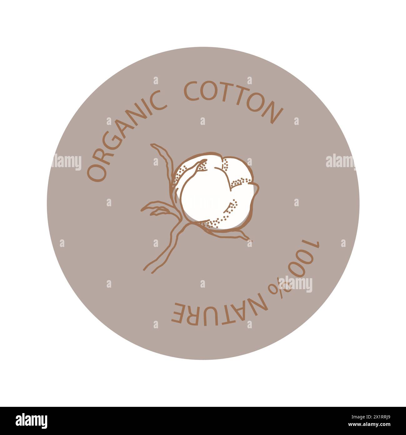 Background of circle shape. Label with cotton balls on a beige ...