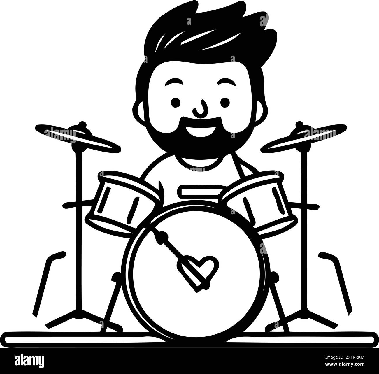 Drummer playing drum set. Vector illustration in flat cartoon style ... Drummer playing drum set. Vector illustration in flat cartoon style ...