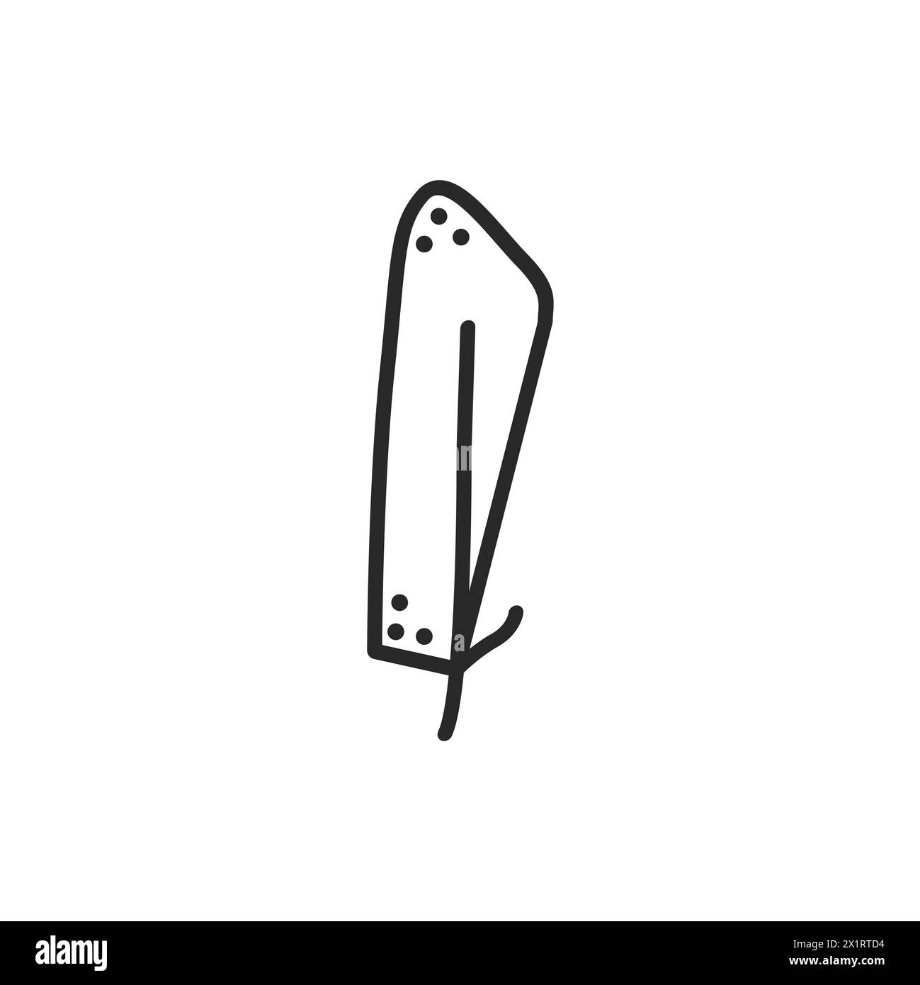Feather line icon with dots. Cute sign. Logo Stock Photo - Alamy