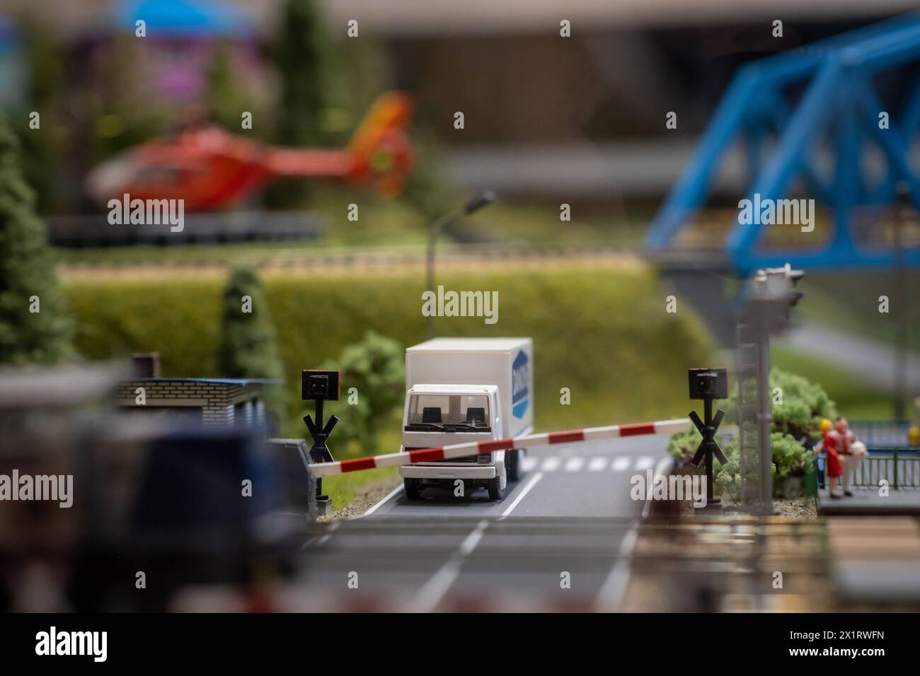 A layout on the scale of urban objects, a railway and various transport ...