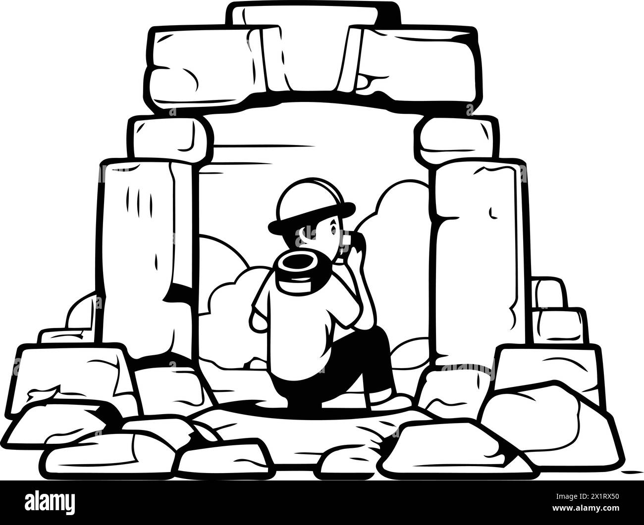 Old stone man Stock Vector Images - Alamy