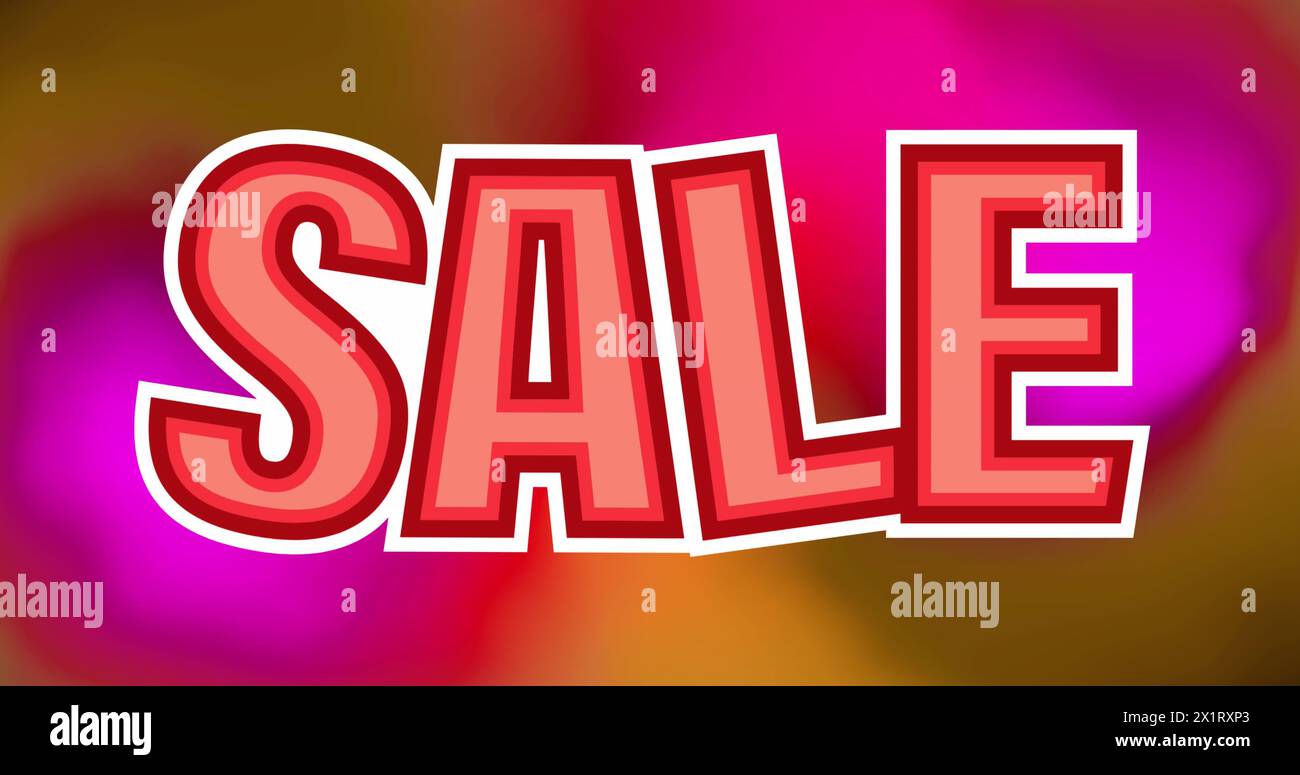 Bold red SALE text stands out against blurred colorful background Stock ...