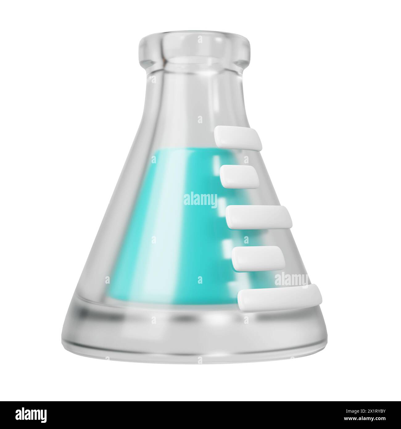 3d medical transparent glass flask with liquid. Scientific technology ...