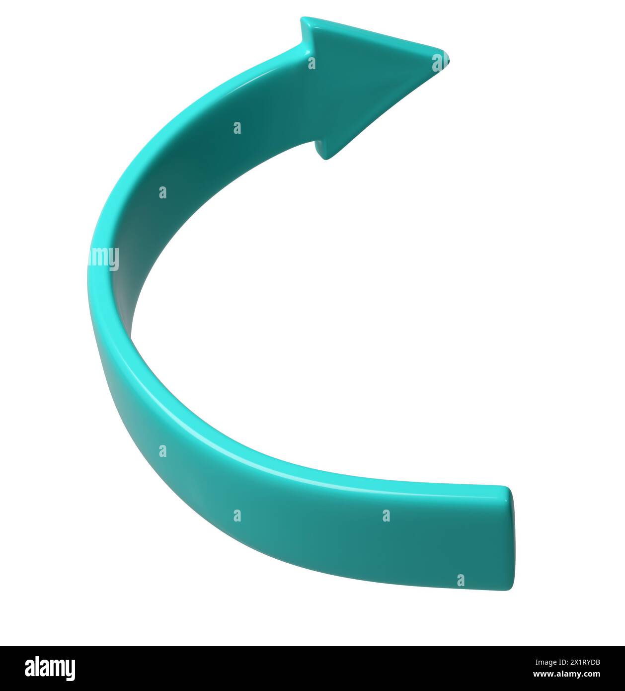 Turquoise 3d half circle arrow up direction. Sign or icon for web ...