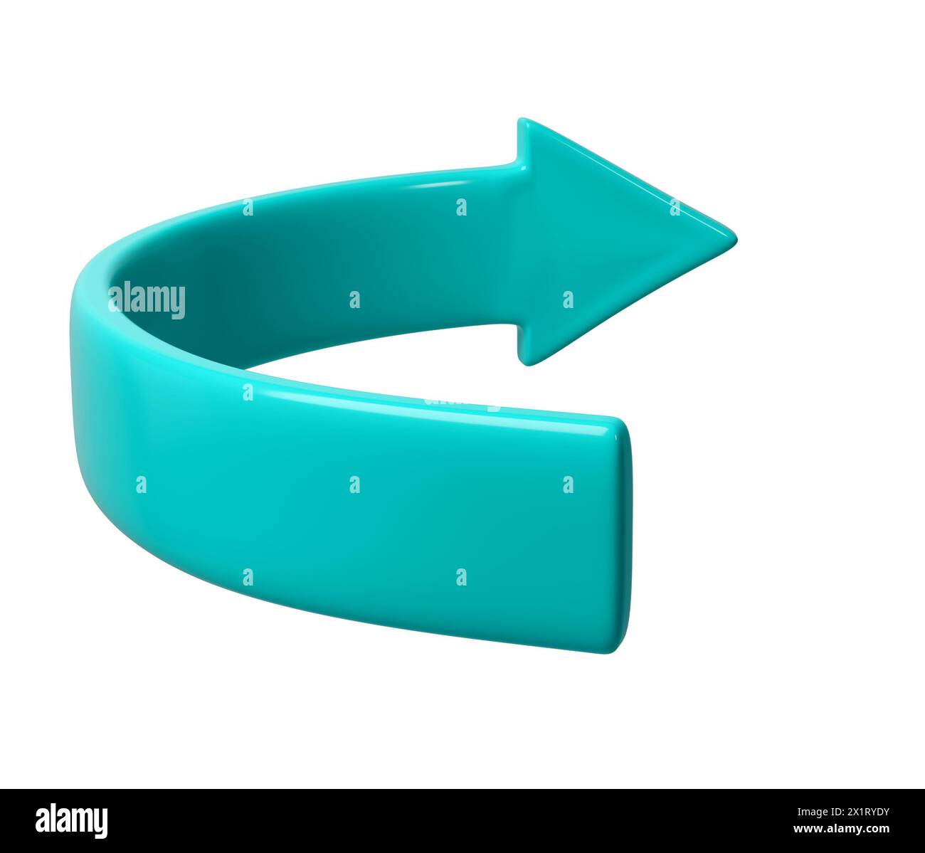 Turquoise 3d half circle arrow up direction. Sign or icon for web ...