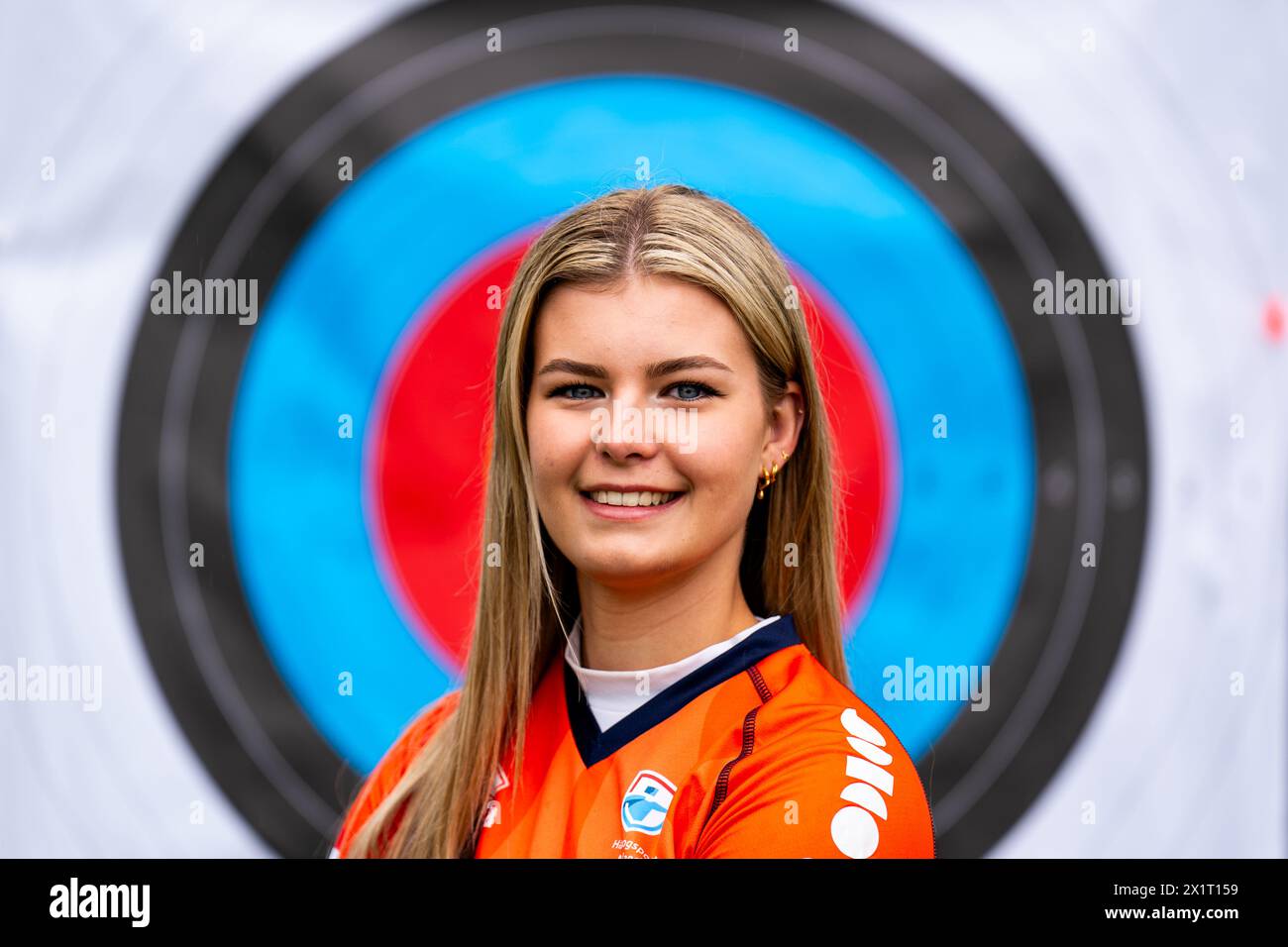 ARNHEM, NETHERLANDS - APRIL 17: Archery athlete Laura van der Winkel ...